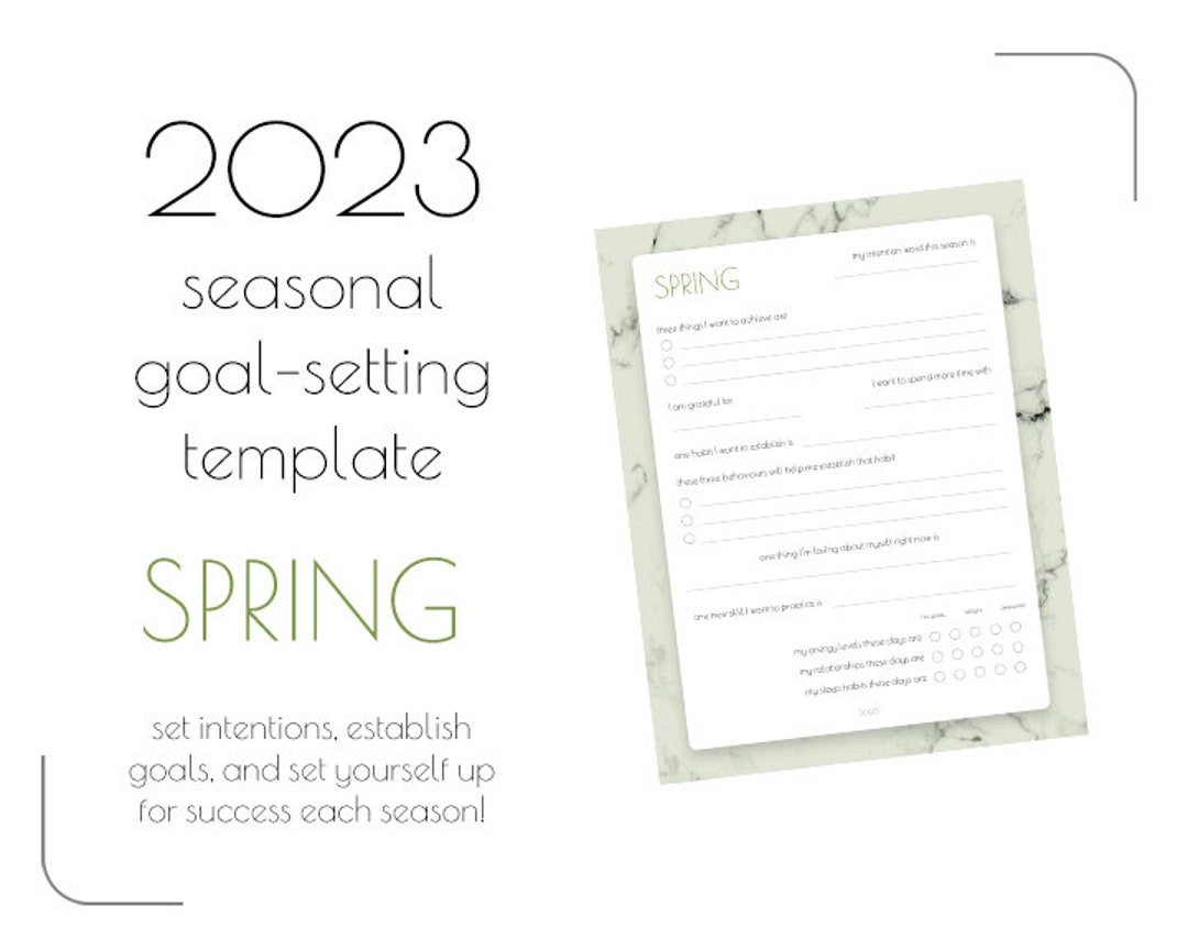 2023 Spring Goal-setting Template - 1 Page - Etsy