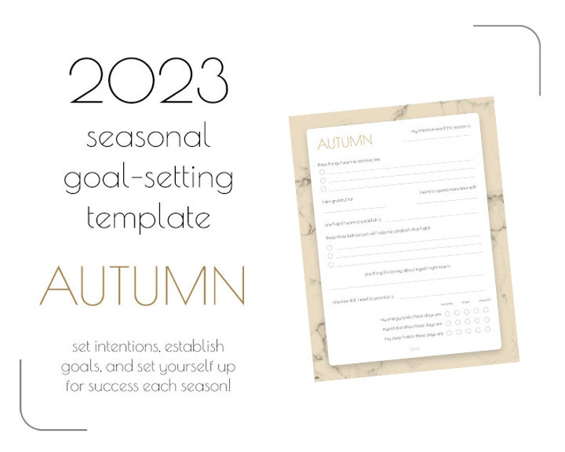 2023 Autumn Goal-setting Template - 1 Page - Etsy