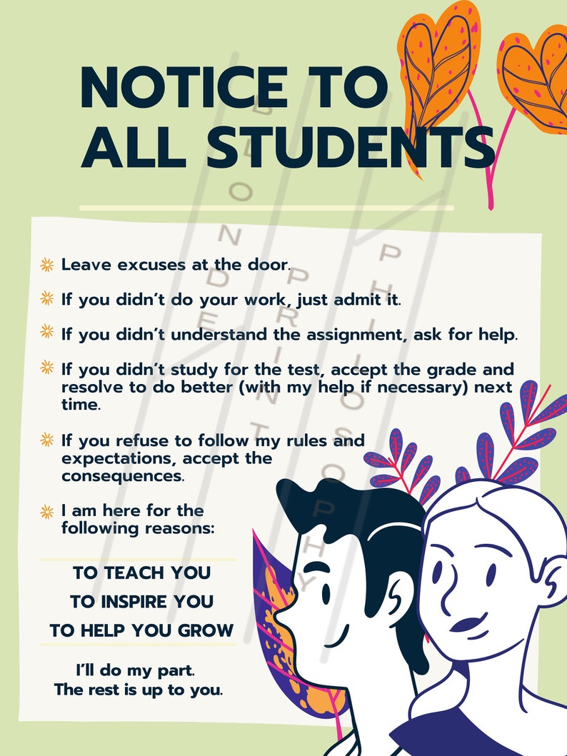 Notice to All Students Poster, Inclusive Classroom Community, Diverse ...