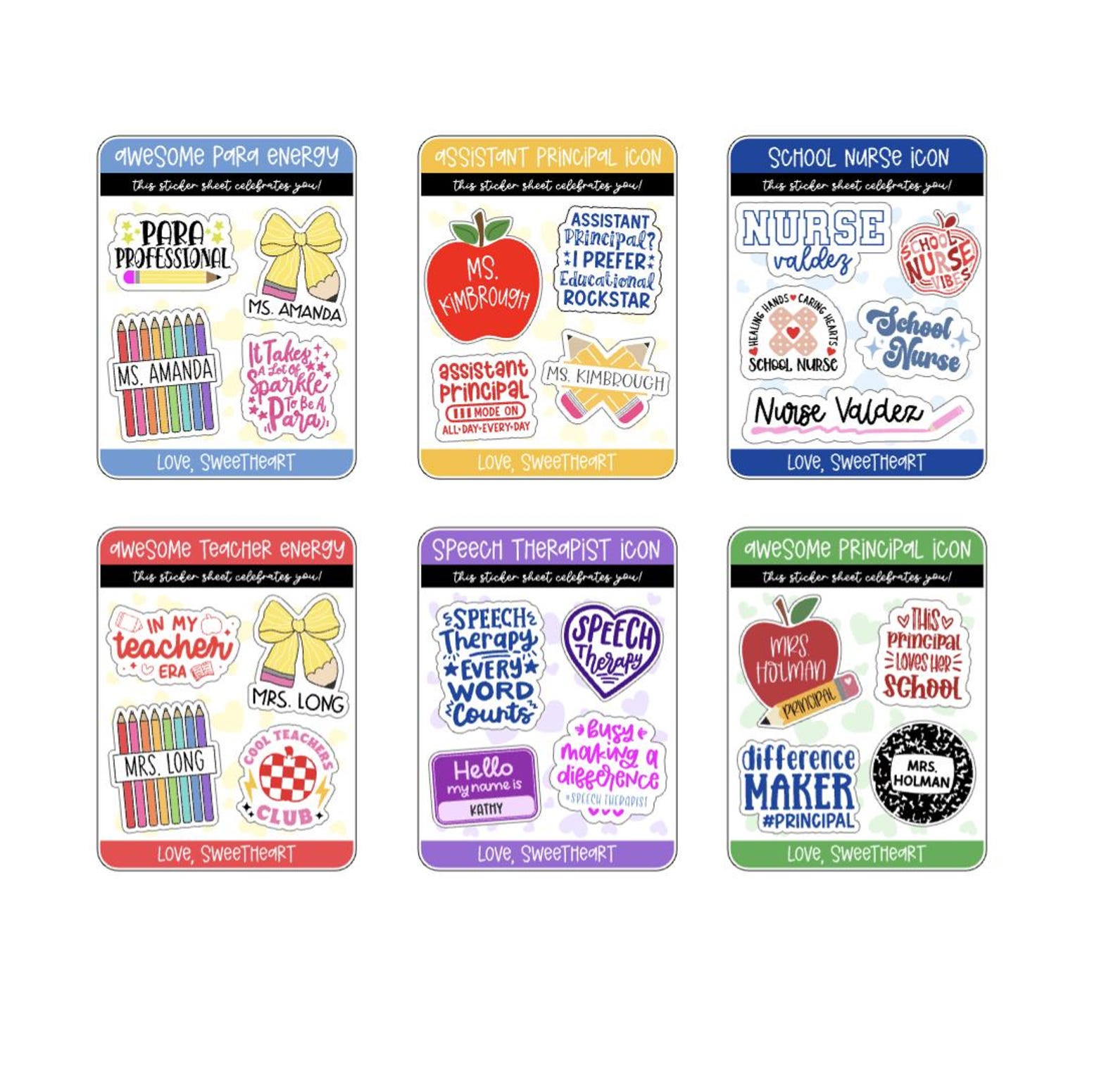 Custom School Staff Sticker Sheets – Choose Your Role! - Etsy
