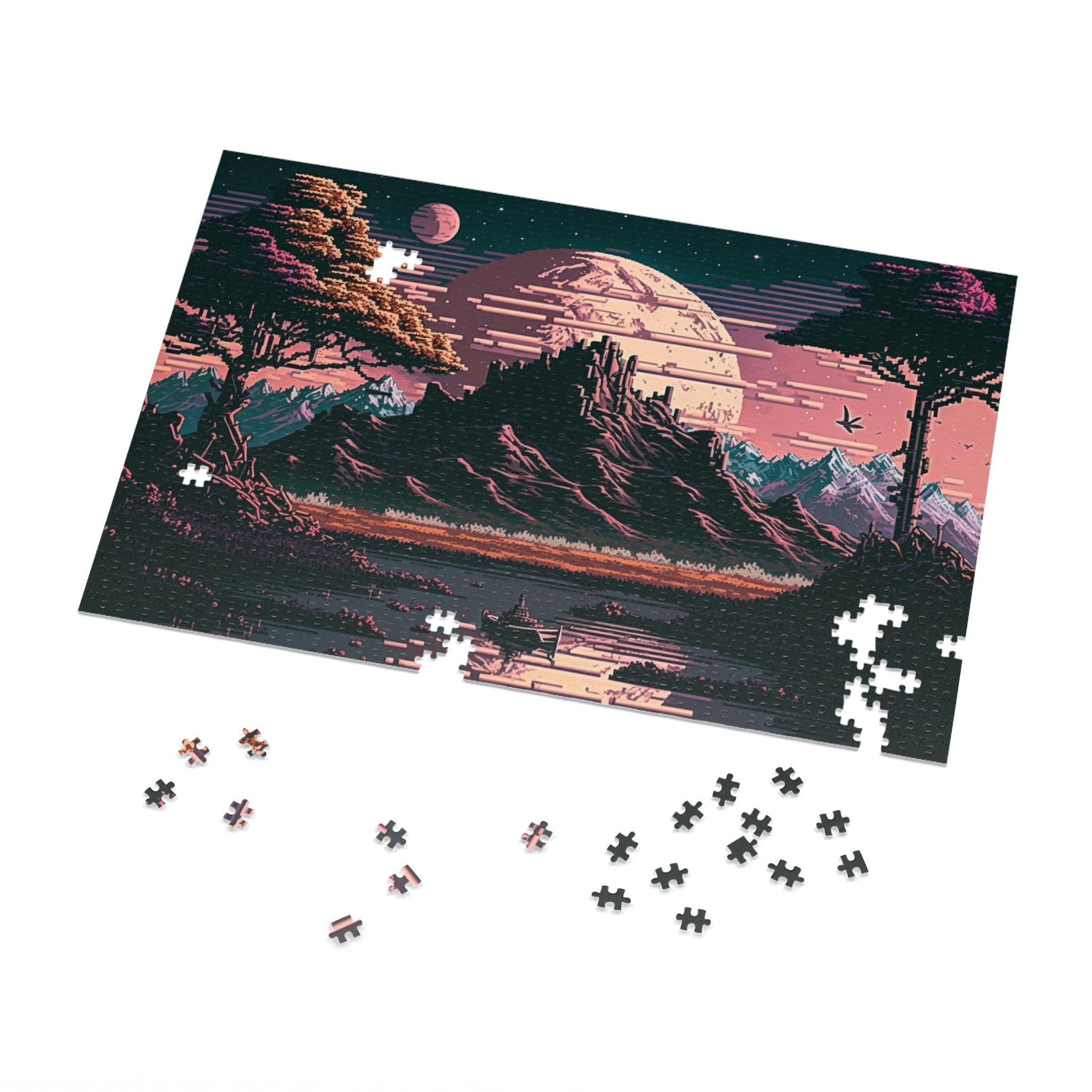 Pixel Art Alien Planet Landscape Puzzle Sci-fi Jigsaw Puzzle Jigsaw ...