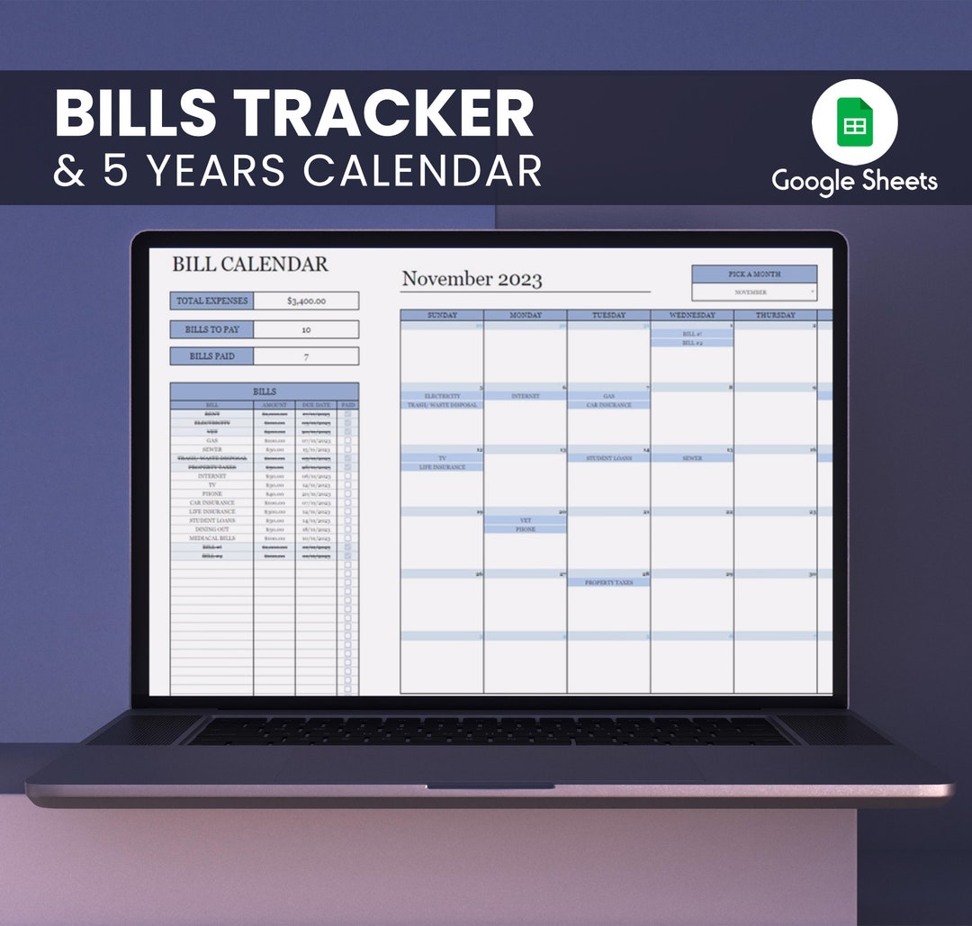 Monthly Bill Tracker: Excel & Google Sheets - Organize Bills ...