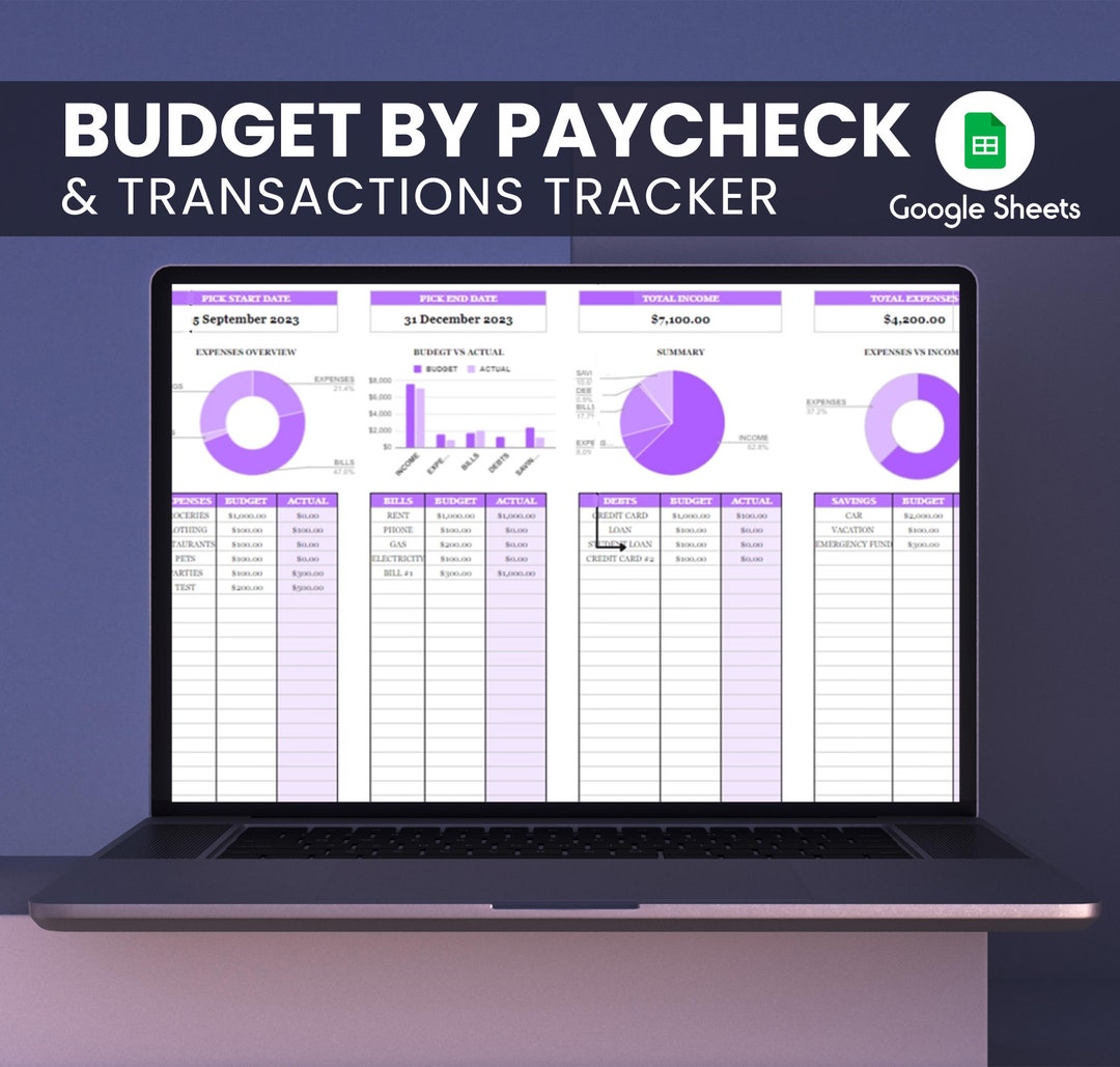Monthly Paycheck Budget Planner: Excel & Google Sheets - Efficient ...