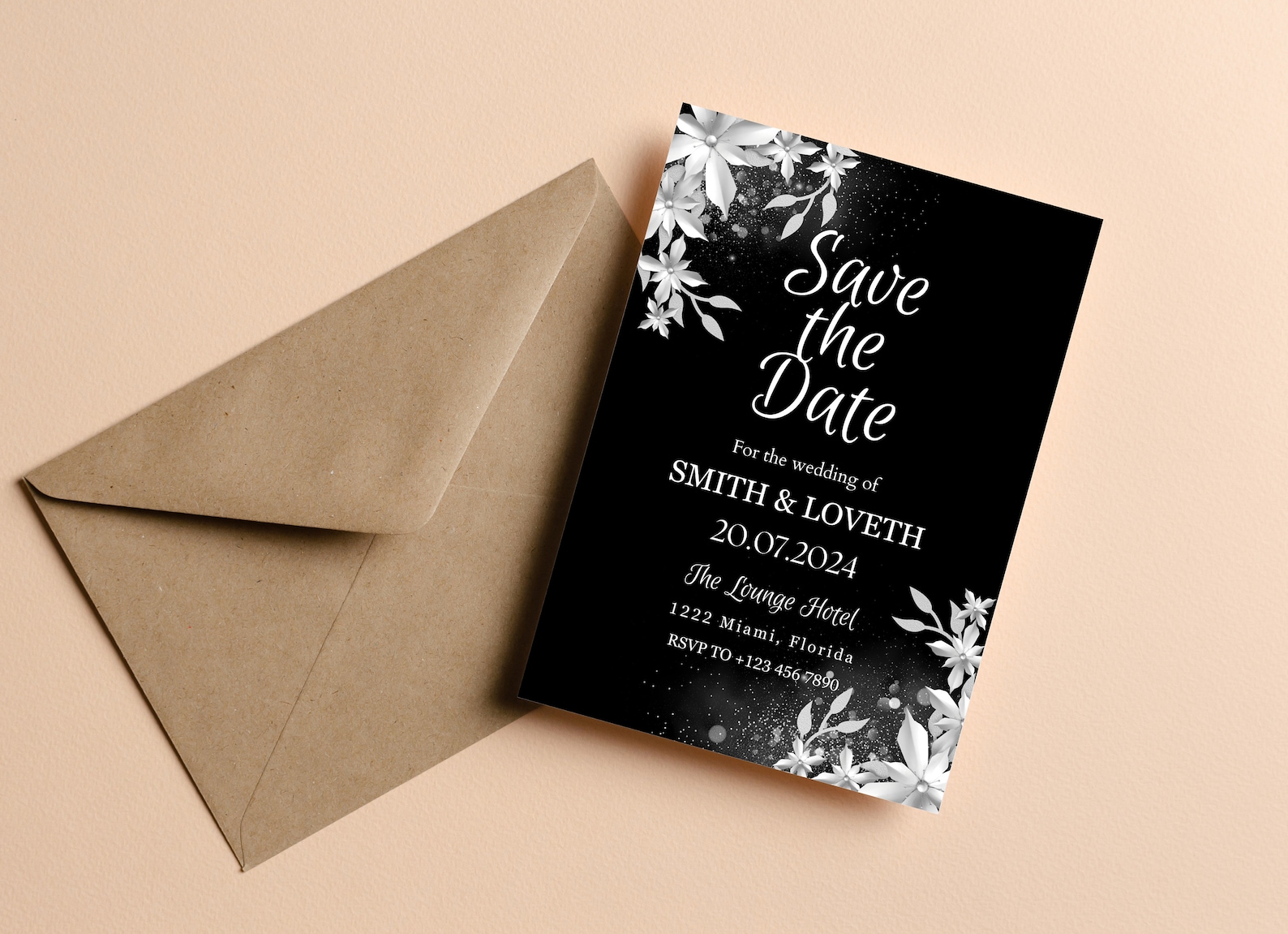 Black and Silver Wedding Invitation, Silver Wedding Template, Editable ...