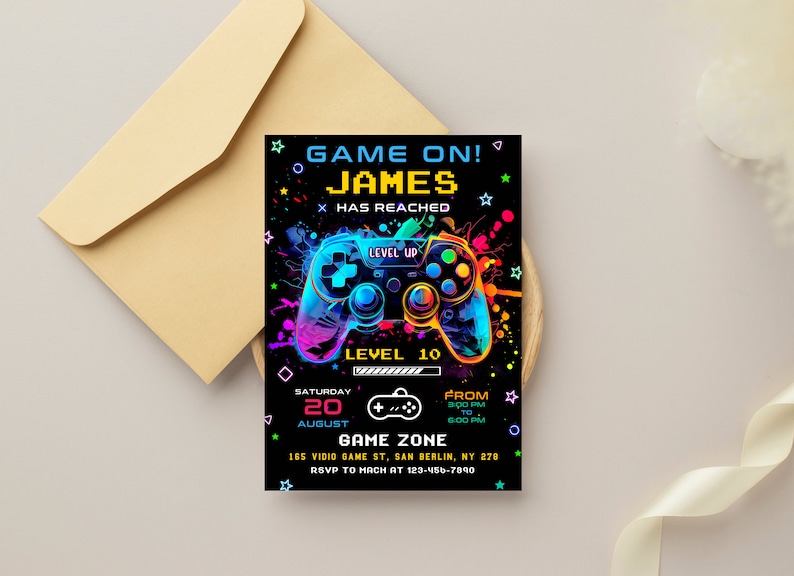Gamer Editable Video Game Birthday Invitation, Gamer Girl Birthday ...