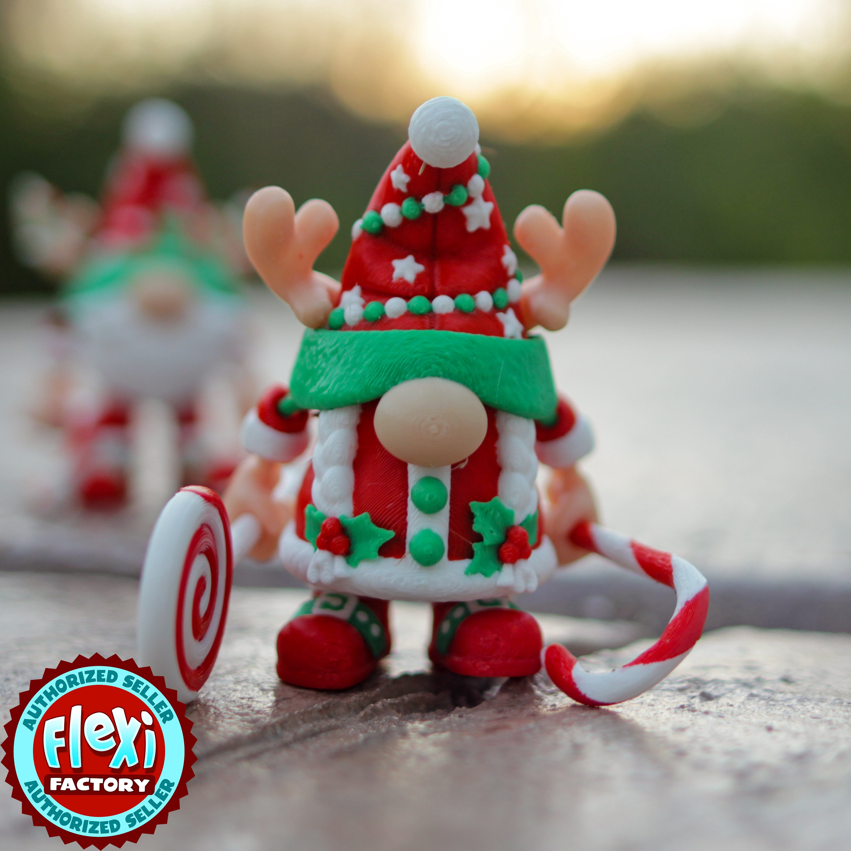 3D Printed Flexi Christmas Gnome With Articulated Limbs and Candy Cains ...