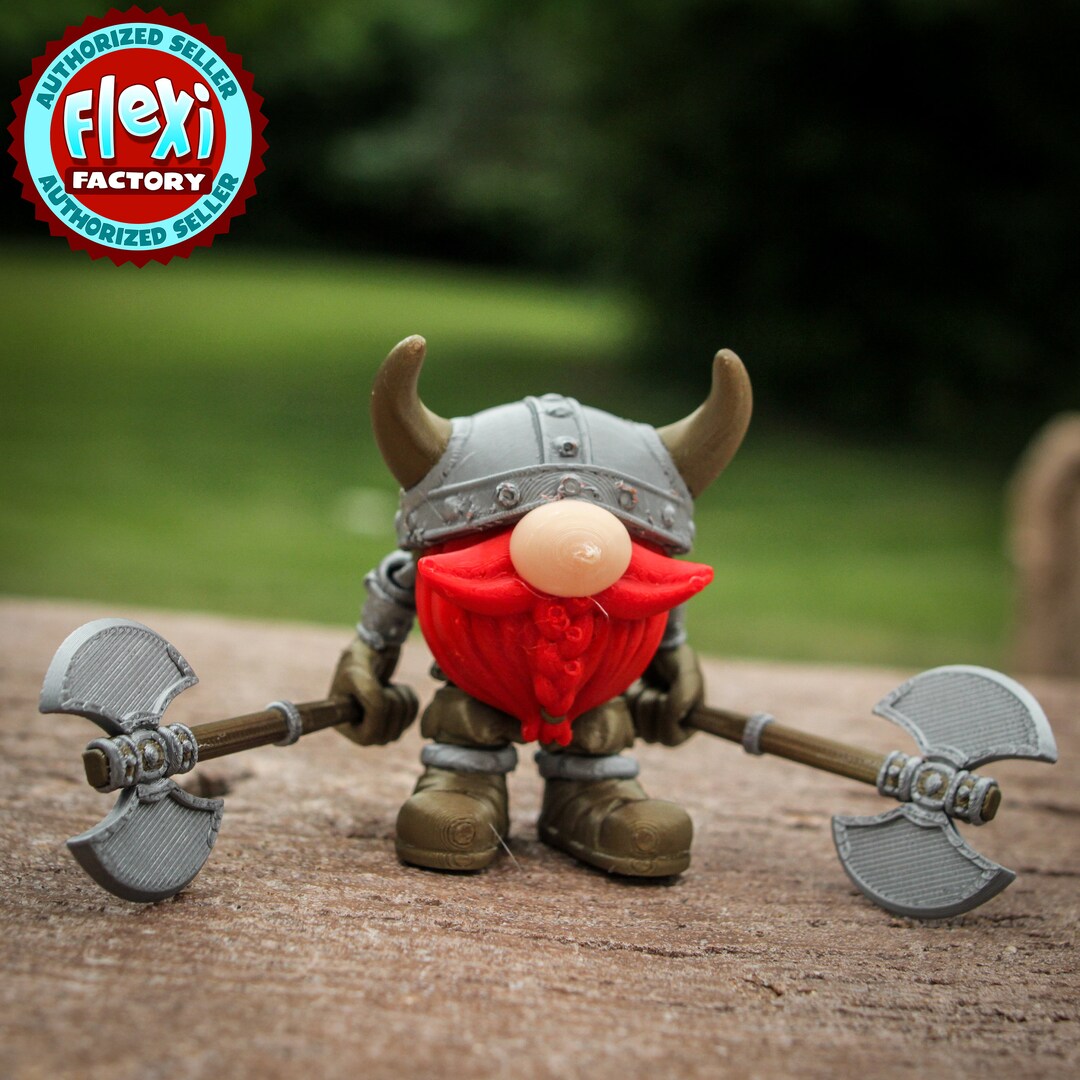 3D Printed Flexi Viking Gnome With Articulated Limbs and Battle Axes - Etsy