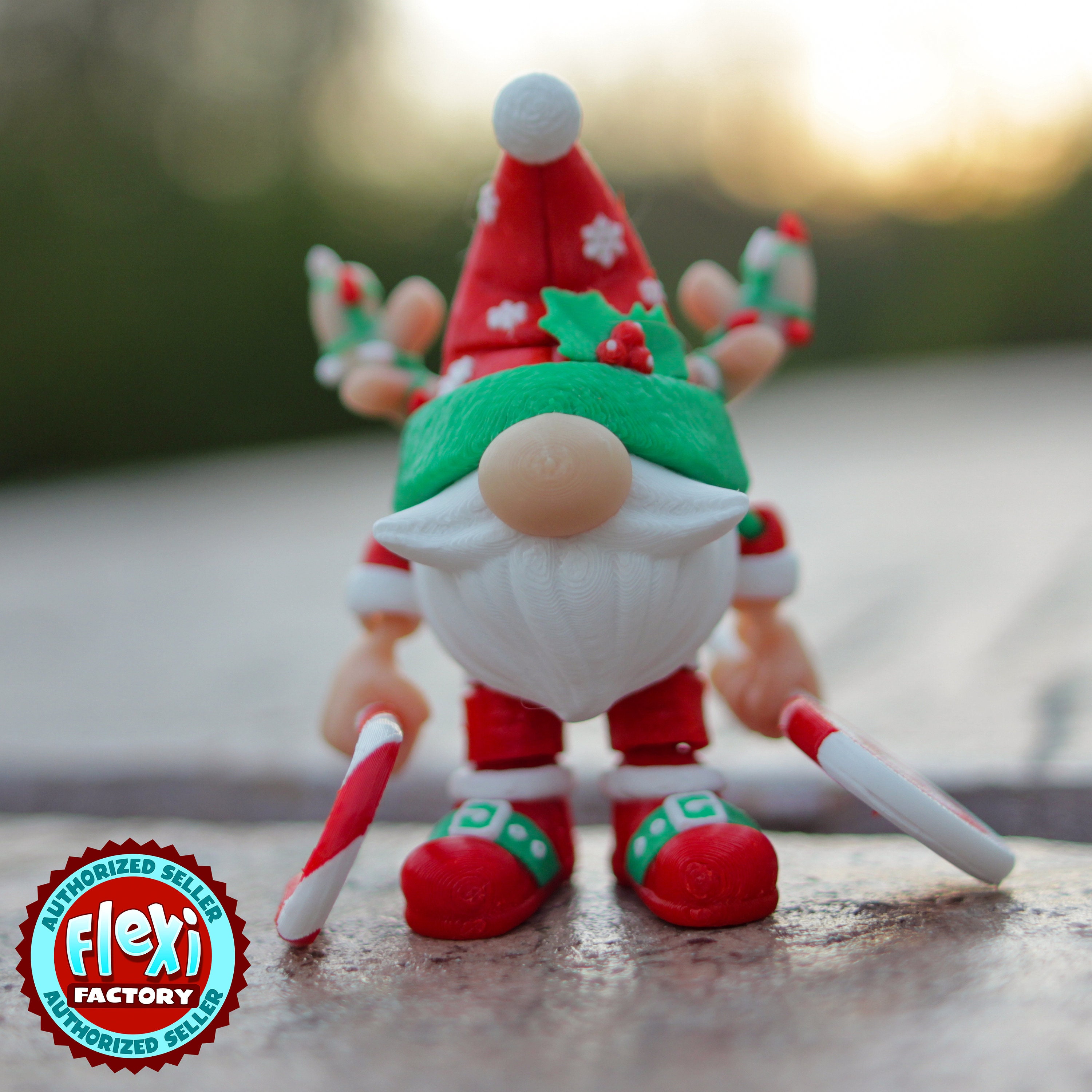3D Printed Flexi Christmas Gnome With Articulated Limbs and Candy Cains ...