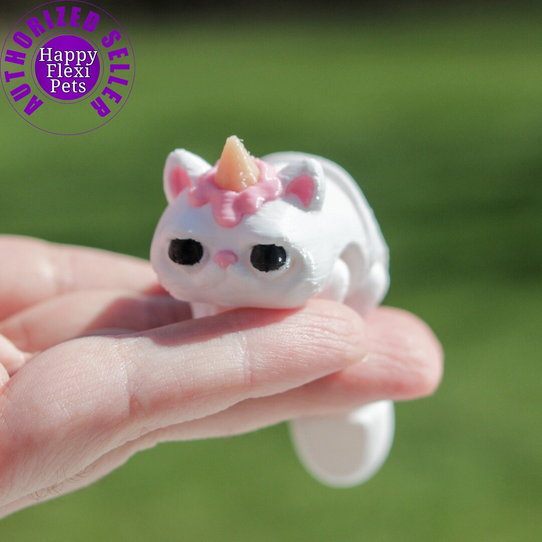 Happy Flexi Pets - Cute Kitty With Ice-cream Cone on Head - 3D Printed ...