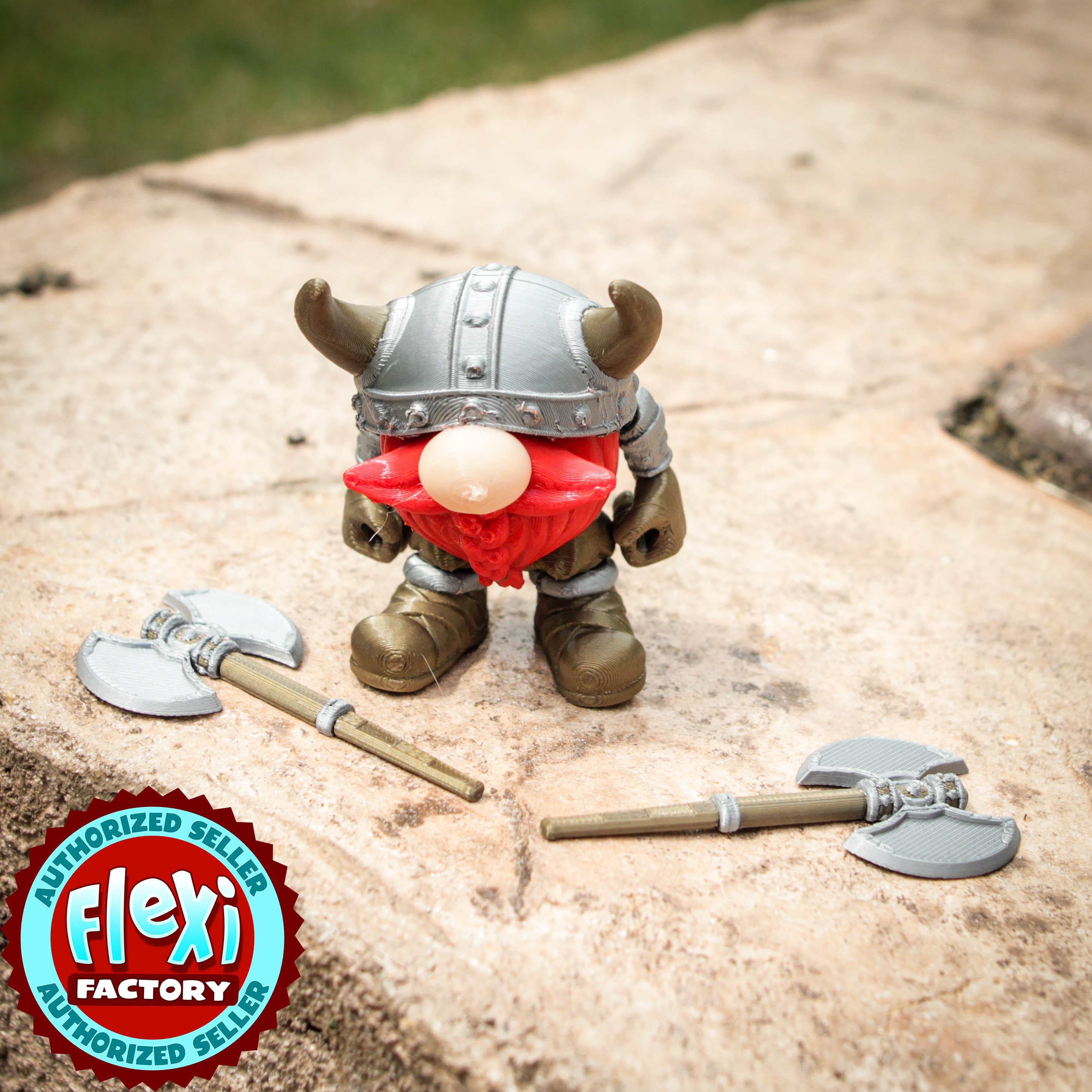 3D Printed Flexi Viking Gnome With Articulated Limbs and Battle Axes - Etsy