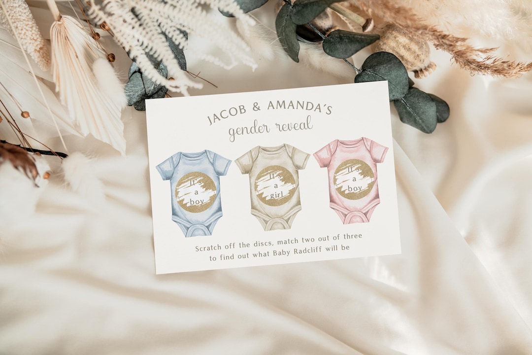 Personalised Gender Reveal Scratch Cards, Baby Shower Game Accessories ...