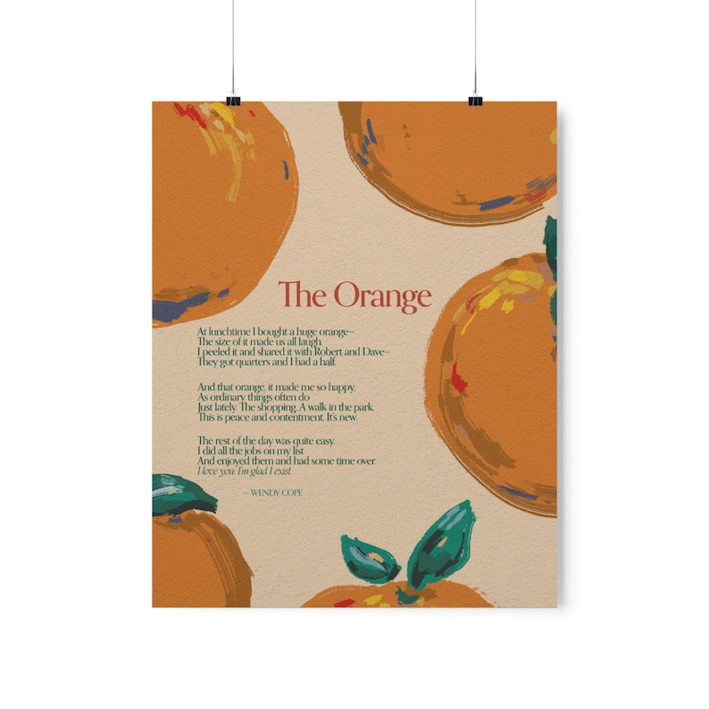The Orange by Wendy Cope Poetry Graphic Poster - Etsy