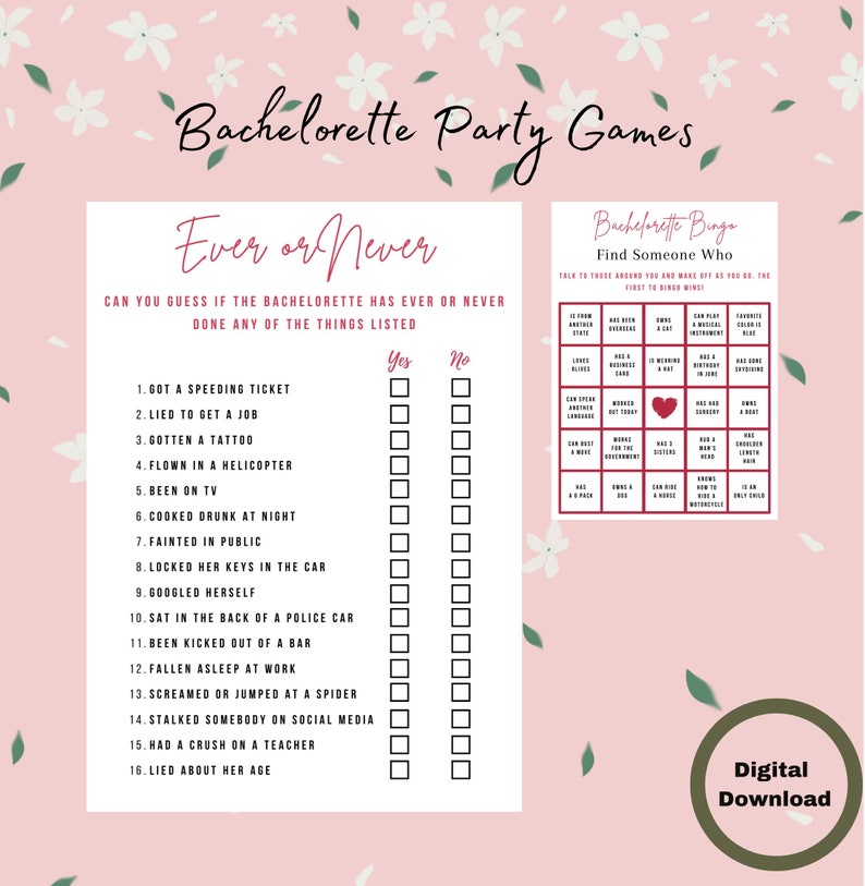 Bachelorette Party Games Printable Cards Clean Bachelorette Party Games ...