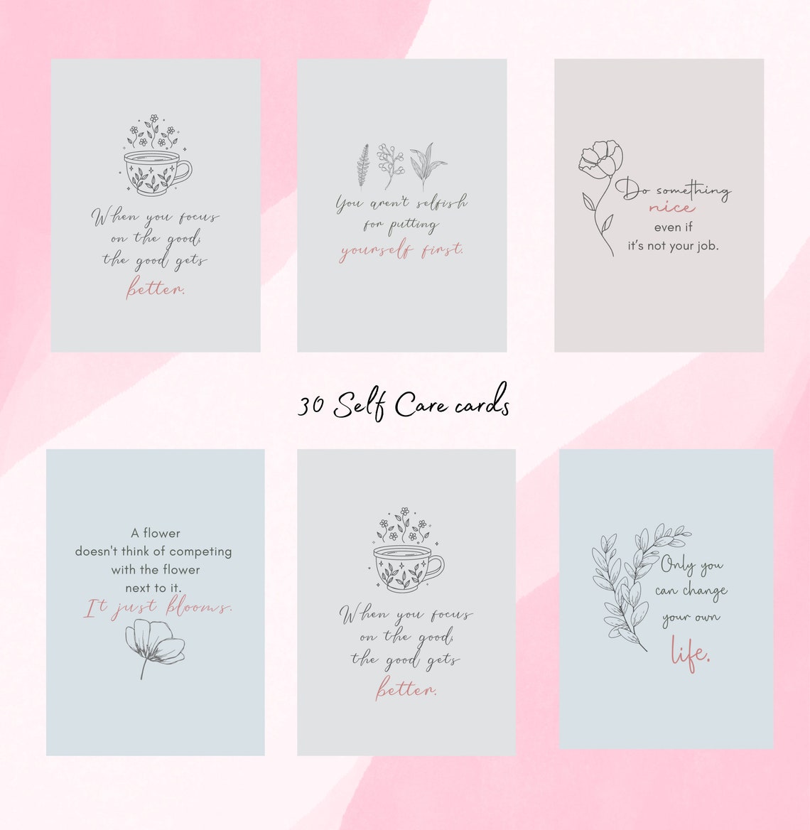 30 Self Care Affirmation Printable Cards Mindfulness Self-love Cards ...
