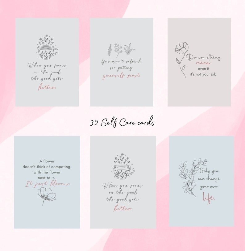 30 Self Care Affirmation Printable Cards Mindfulness Self-love Cards ...