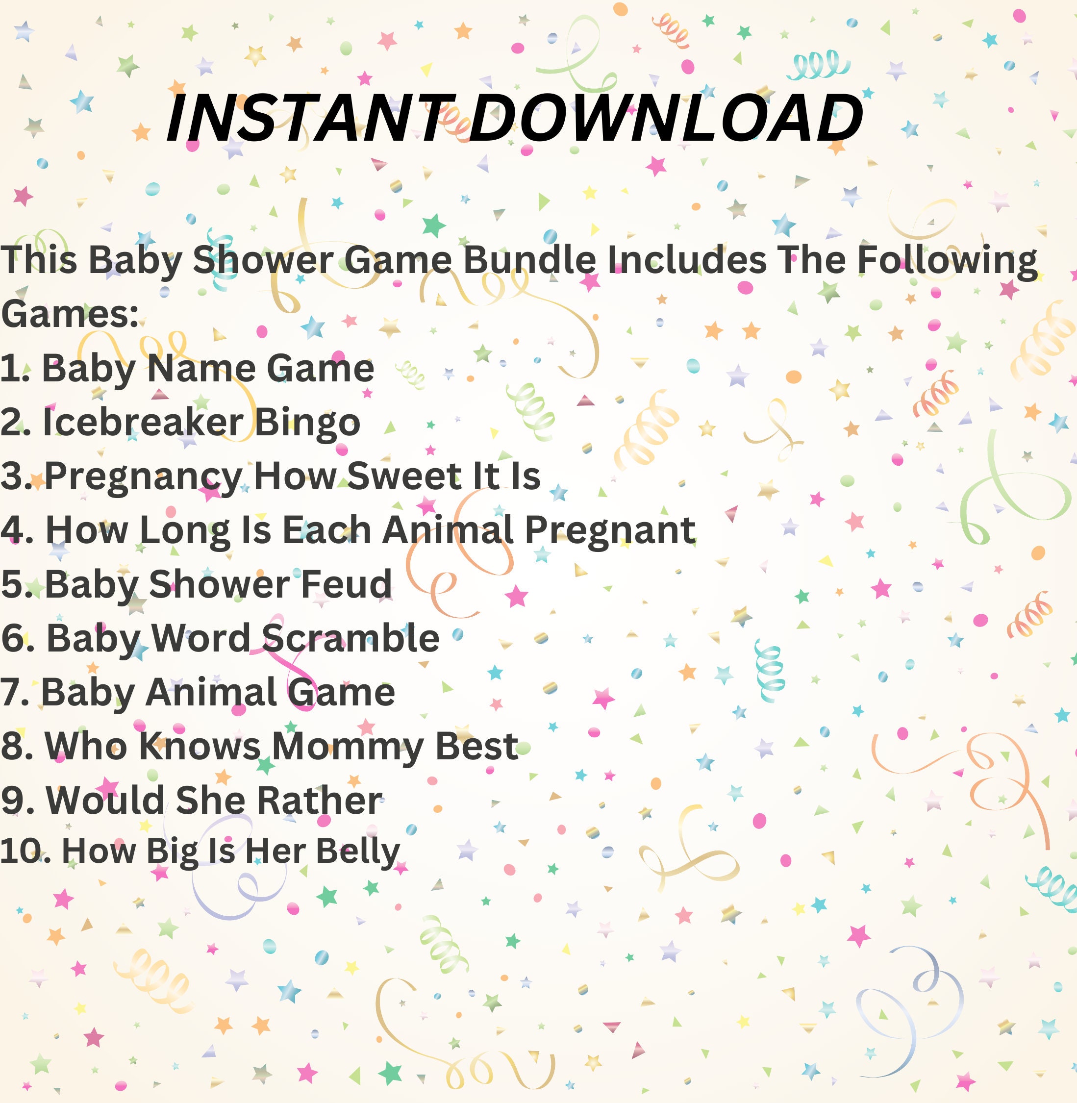 Baby Shower Games Funny Baby Shower Game Bundle To Download Virtual
