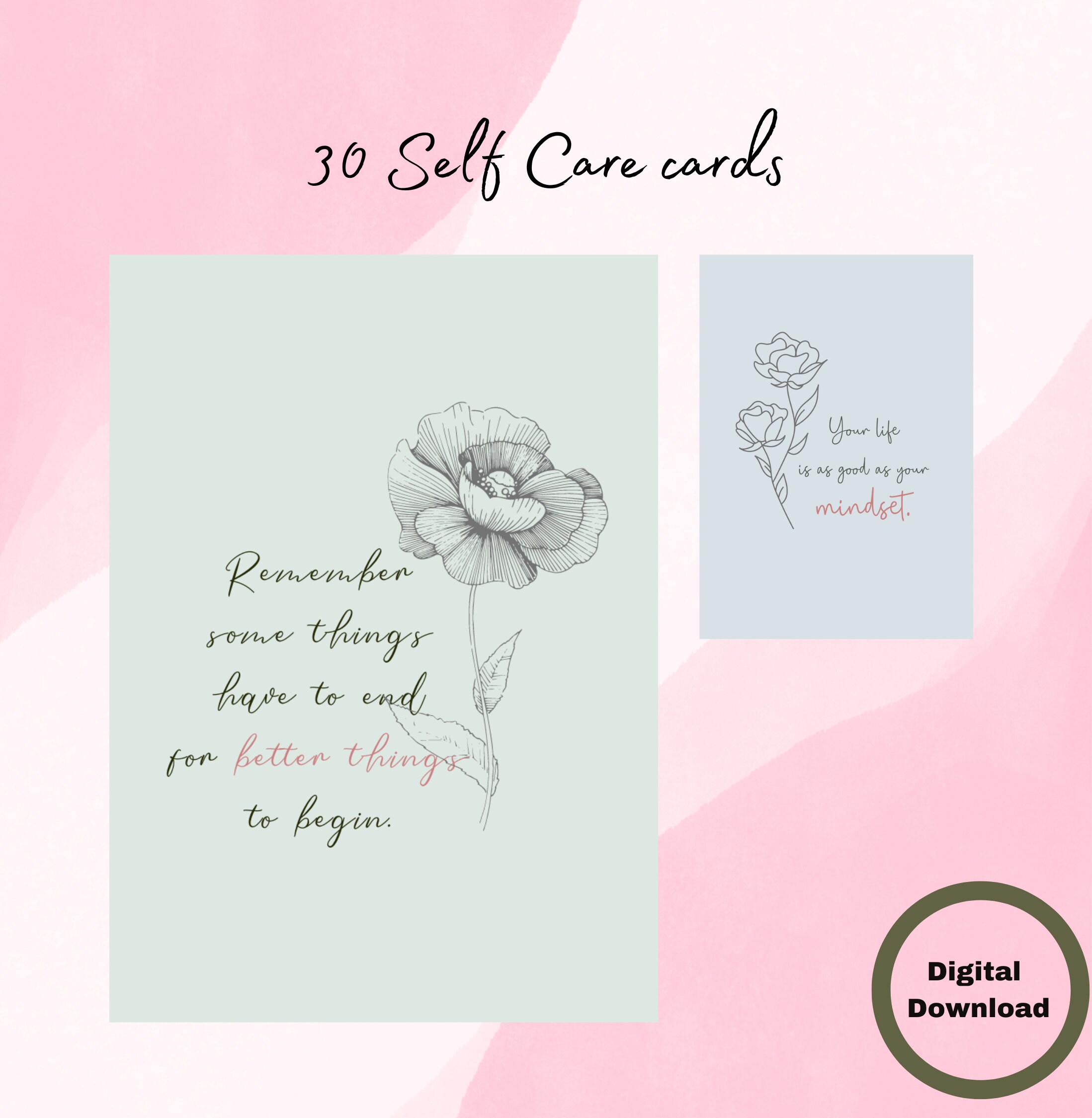 30 Self Care Affirmation Printable Cards Mindfulness Self-love Cards ...
