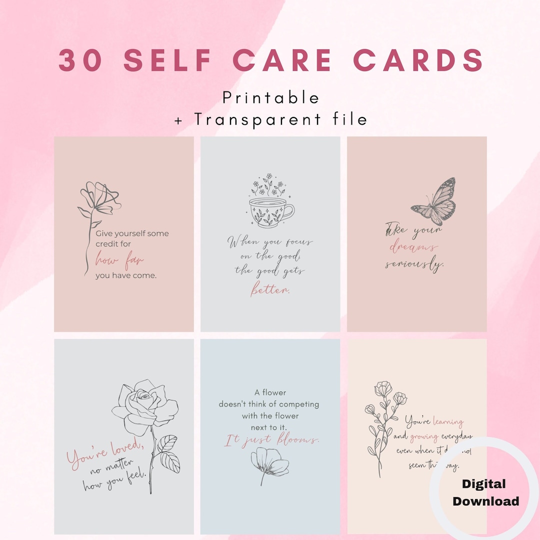 30 Self Care Affirmation Printable Cards Mindfulness Self-love Cards ...