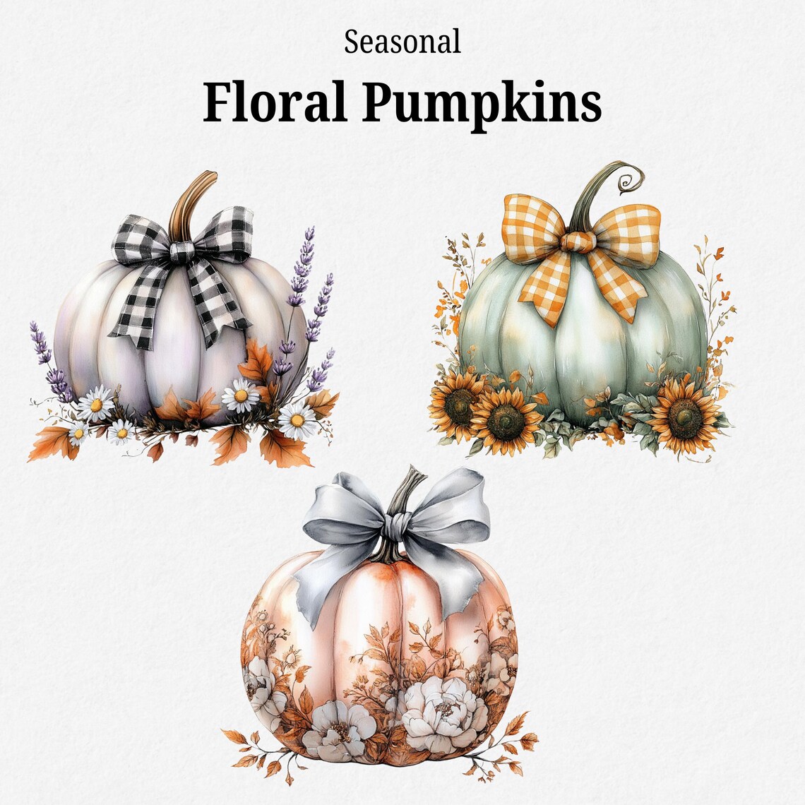 Floral Pumpkin Coquette PNG Clipart, Watercolor Clipart, Halloween Fall ...