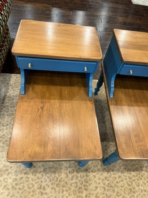 SOLD- Do Not Purchase. Set of 2 Vintage Refinished Ethan Allen Baumritter Solid Maple End Tables ...
