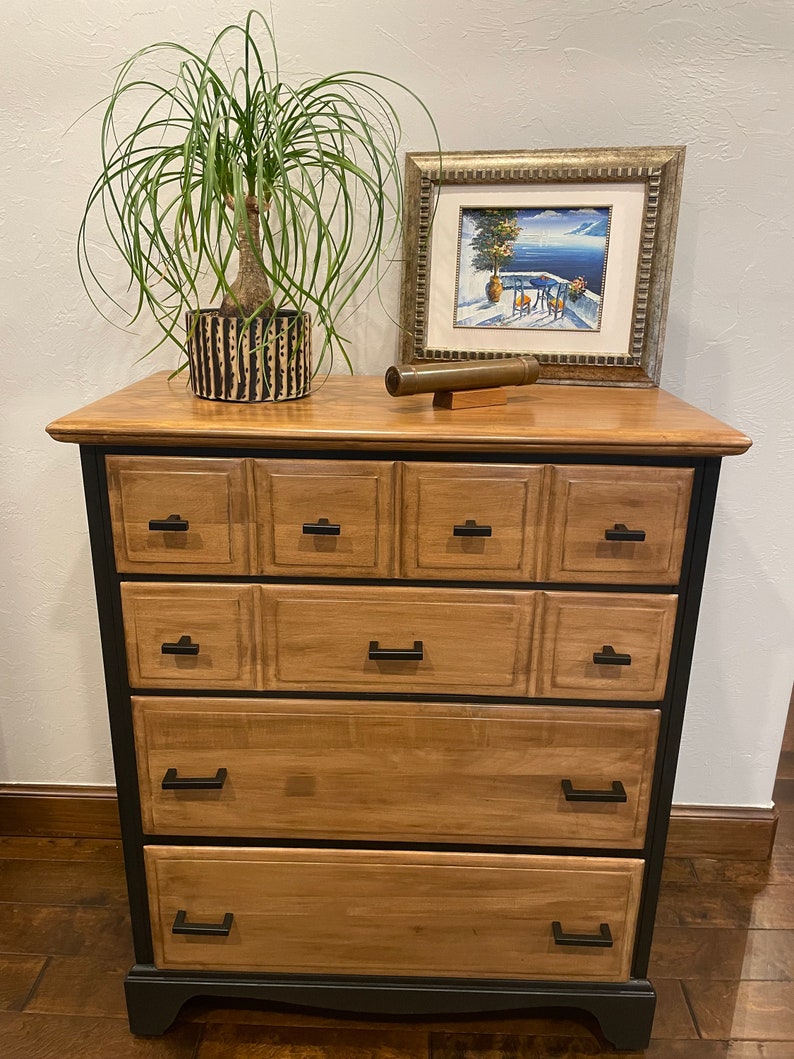 SOLD- Stunning, All Wood Updated Chest of Drawers With Beautifully ...