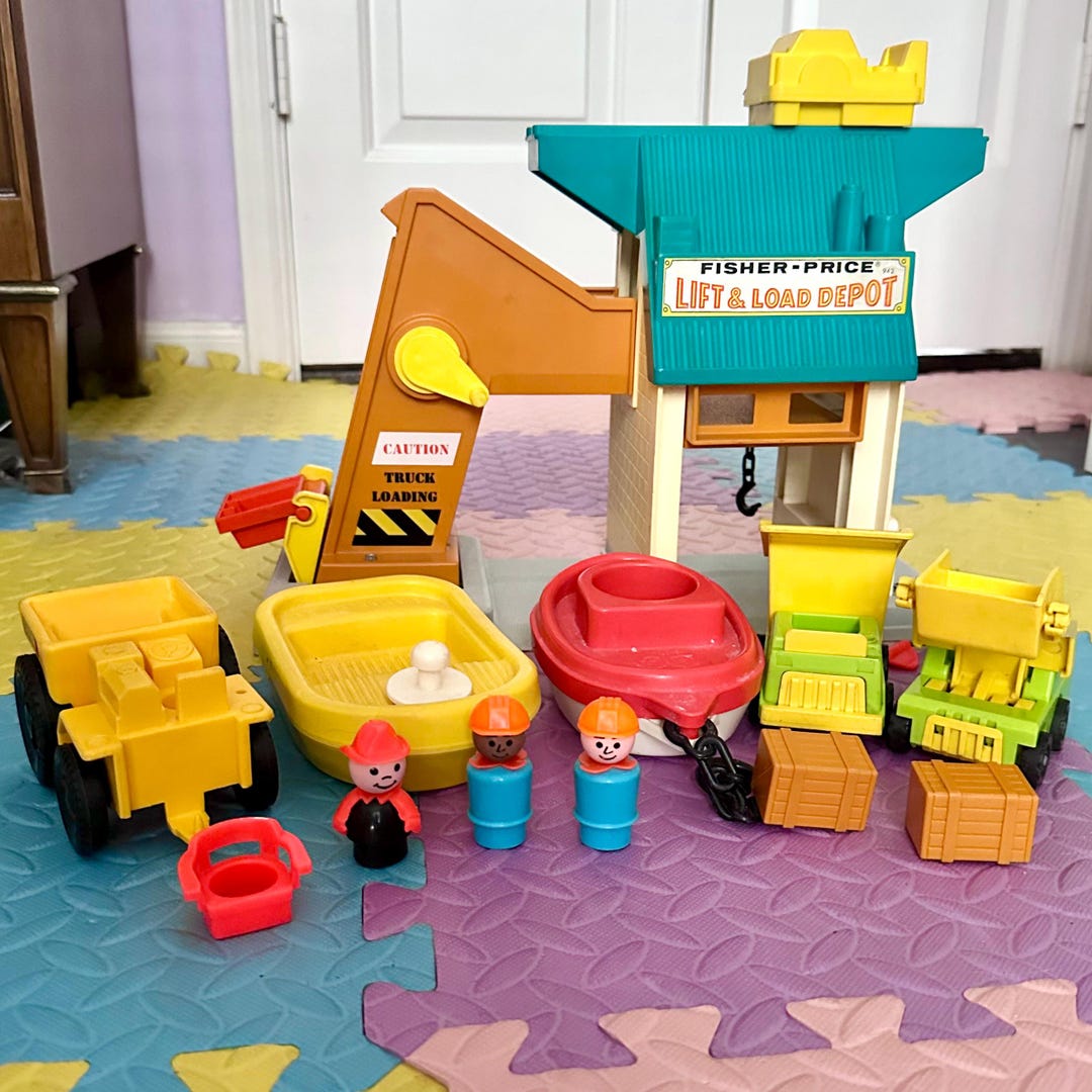 Vintage Fisher Price Lift & Load Depot Playset With Accessories - Etsy
