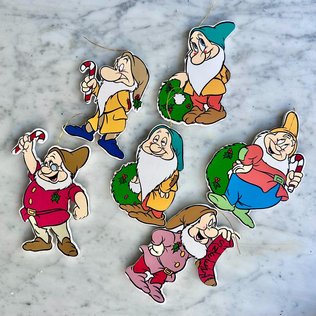 Vintage 90’s Wooden Disney’s Seven Dwarf Ornaments - Etsy