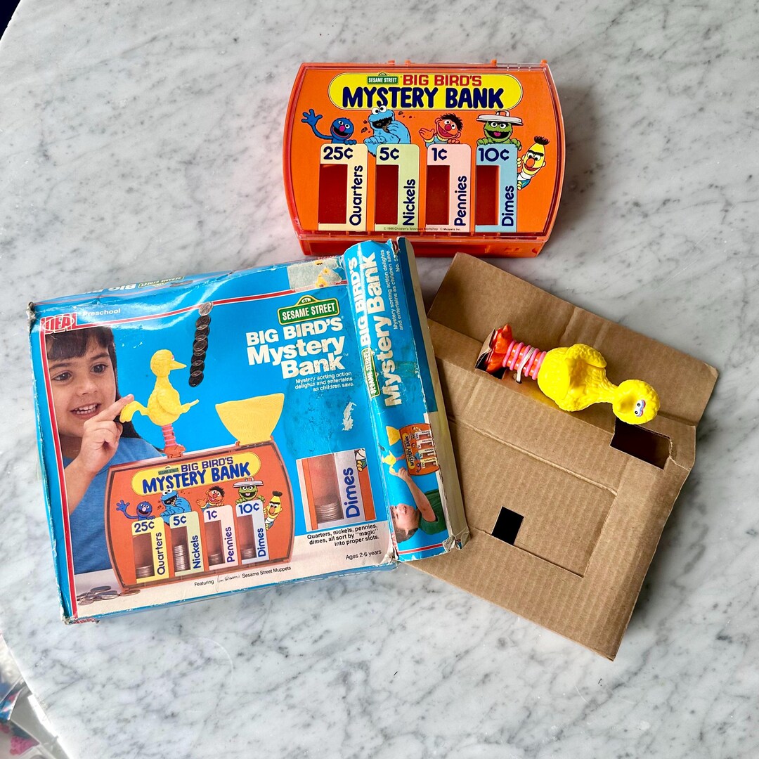 Vintage 1986 Sesame Street Big Bird Mystery Bank-mystery Sorting Action ...