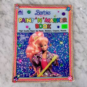 Vintage 80s Barbie Paint N Marker Book Cover Resin Wall Art - Etsy