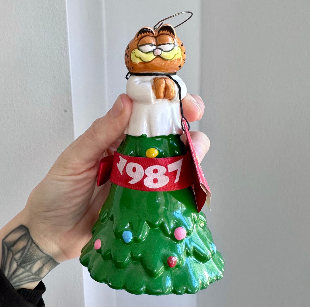 Vintage 1987 Garfield Enesco Ceramic Christmas Tree Bell - Etsy