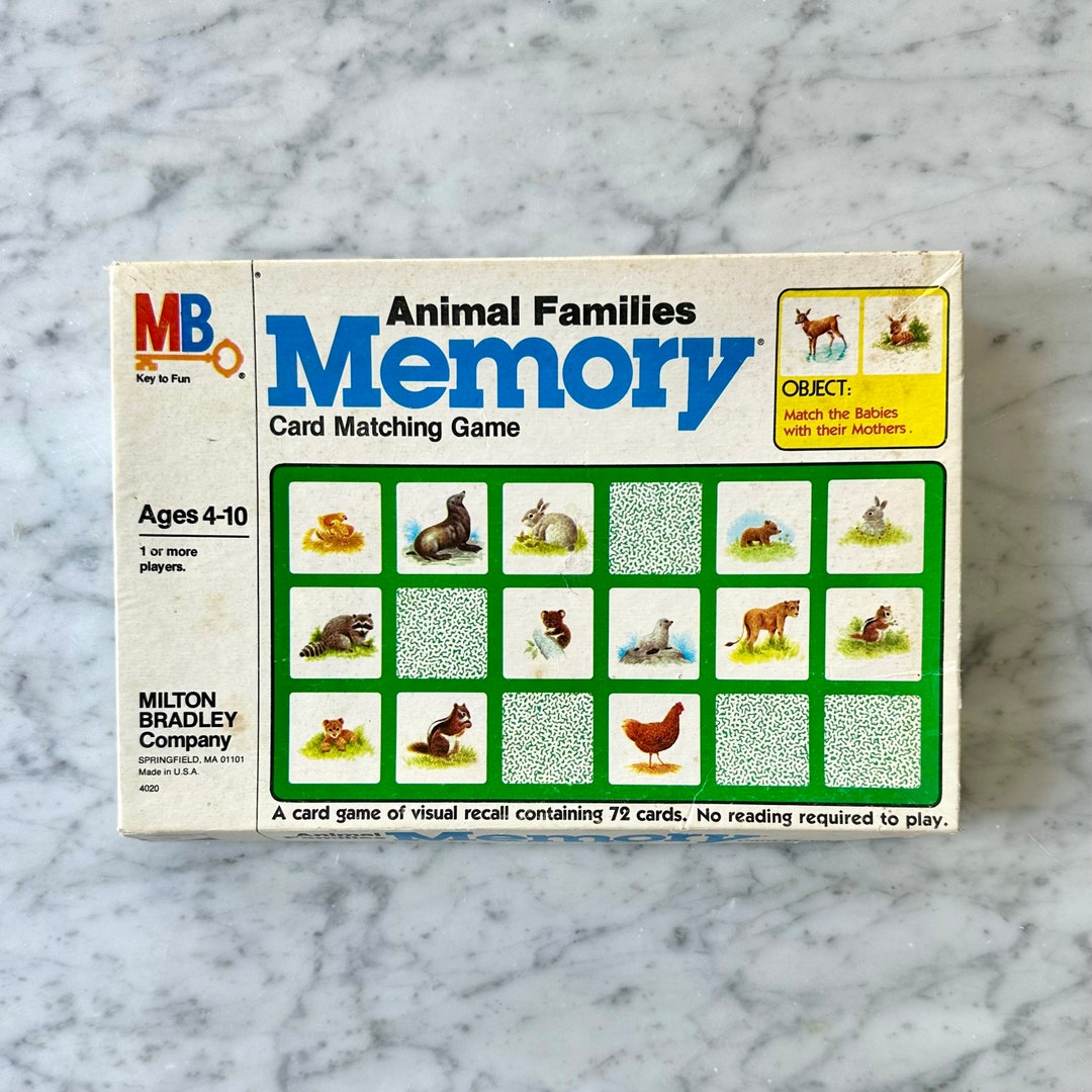 Vintage 1980 Milton Bradley Animal Families Memory Game - Etsy