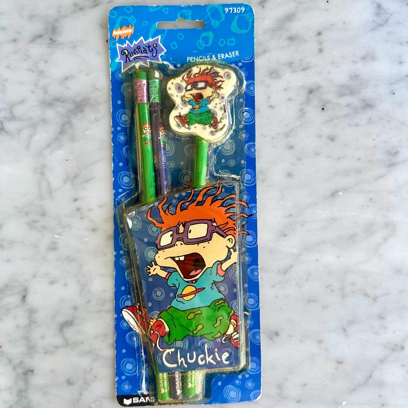 Vintage 1997 Sanford Nickelodeon Rugrats Chuckie Pencil and Eraser Set ...