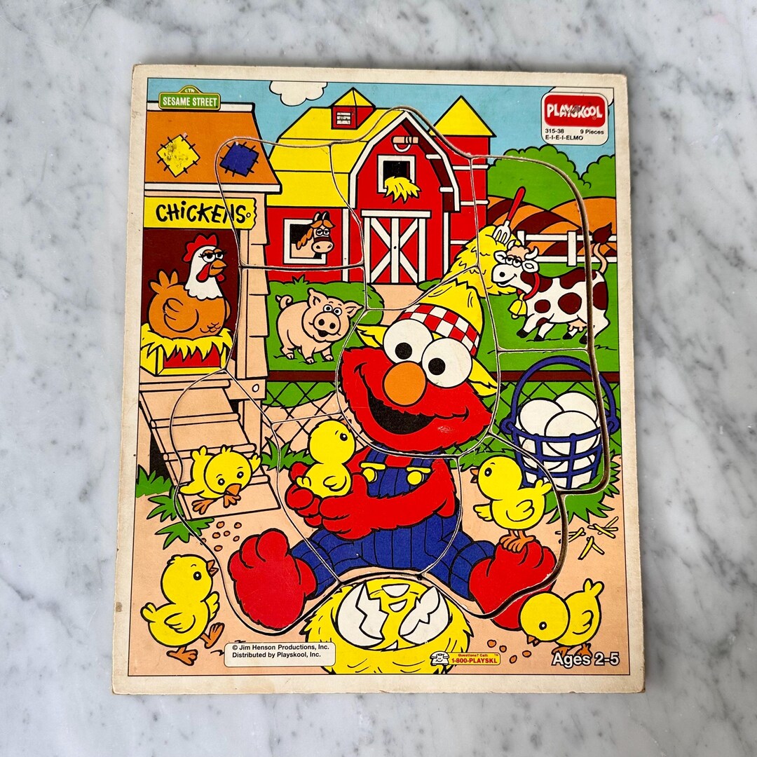 Vintage Jim Henson’s Sesame Street 90’s E-I-E-I Elmo Board Puzzle - Etsy
