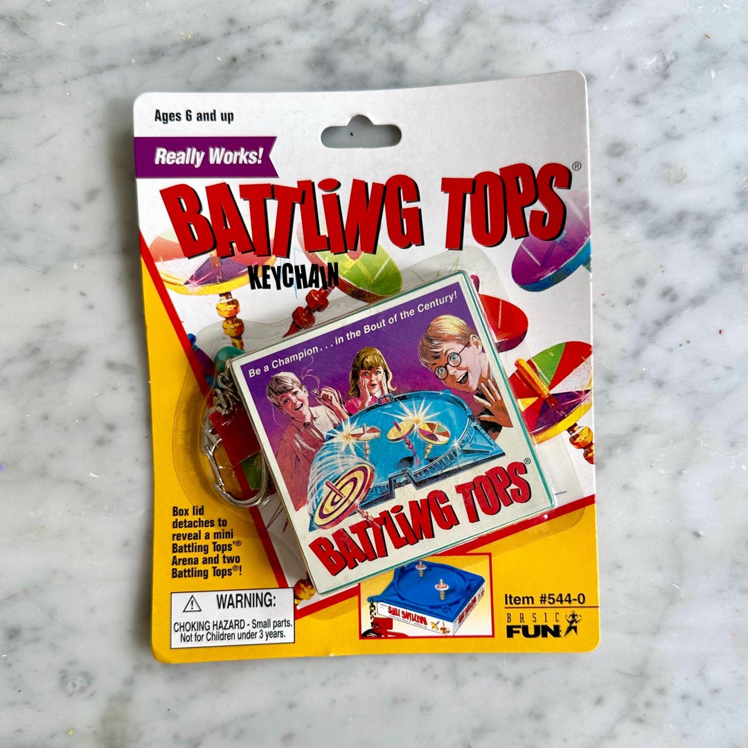 Vintage 2000 Basic Fun Battling Tops Mini Board Game Keychain. Never ...