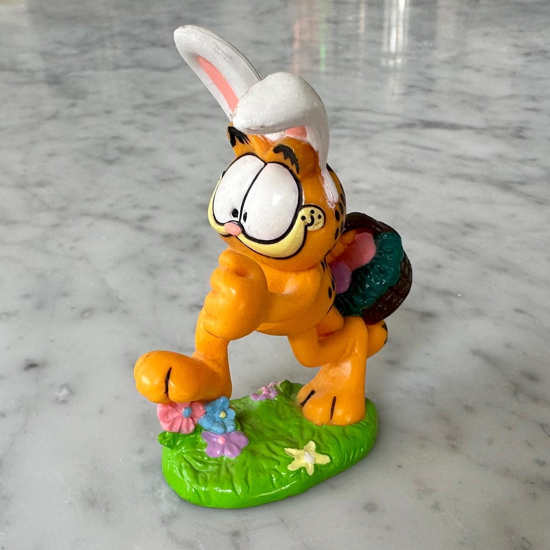 Vintage Garfield Easter Bunny Figure Toy - Etsy