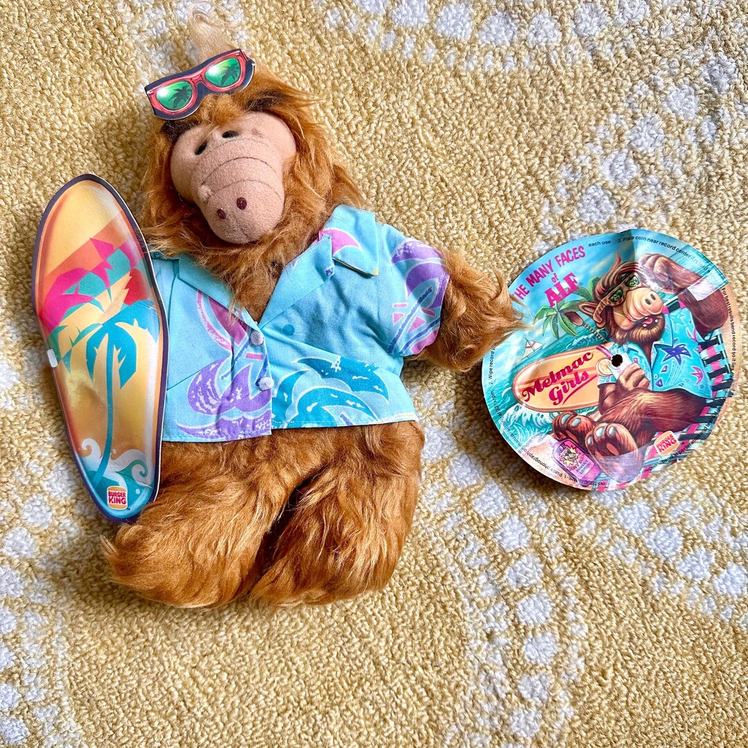 Vintage 1988 ALF Hawaiian Shirt Burger King Plush Hand Puppet With Tag ...