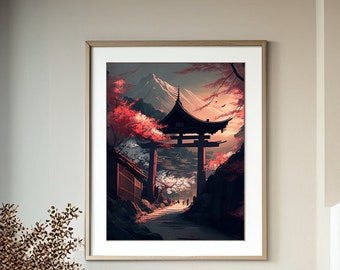 Japanese Torii Gate Shrine Poster Wall Art Shinto Gate - Etsy