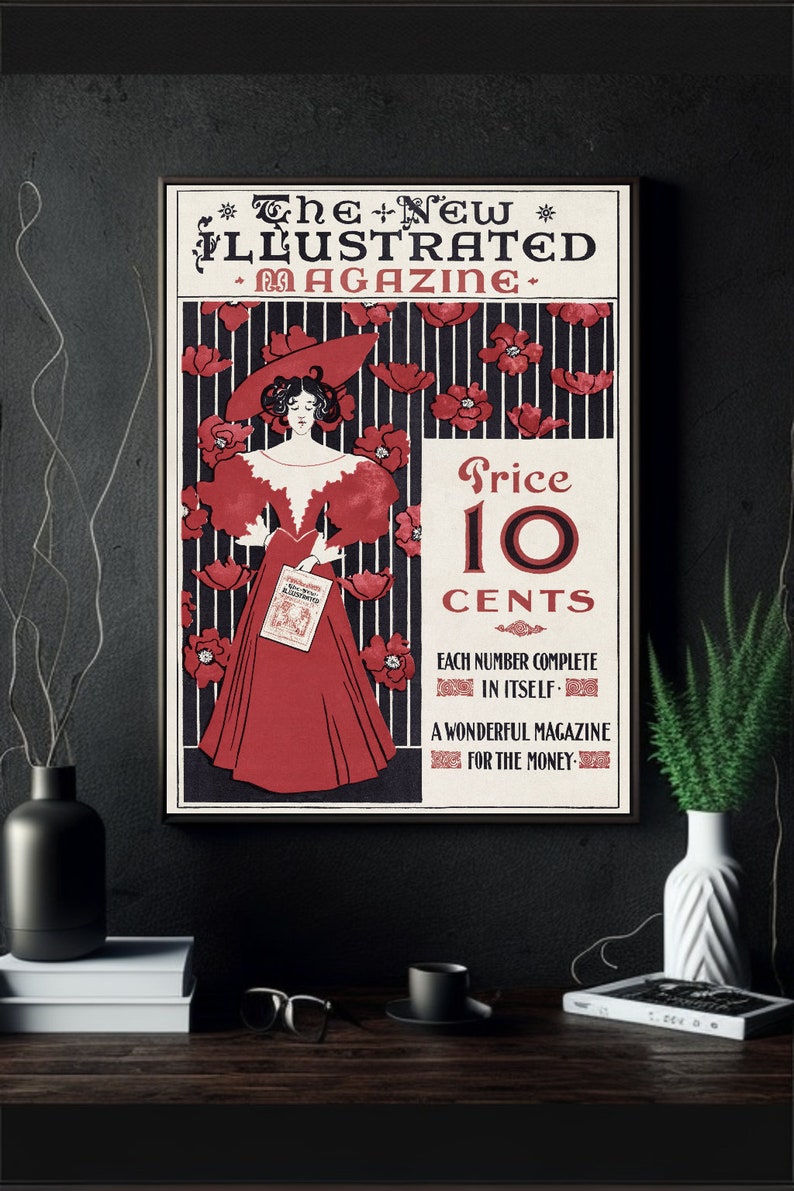 Vintage Magazine Cover Poster, Printable Wall Art, Art Nouveau, Trendy ...