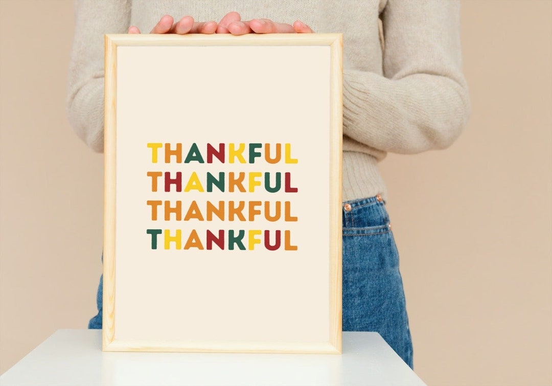 Thankful Printable Digital Download Thanksgiving Wall Art - Etsy
