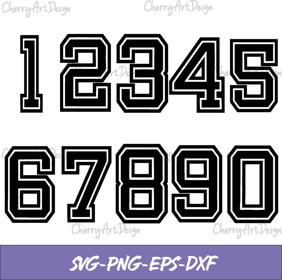 Jersey Numbers Svg/png/dxf/eps,jersey Numbers With Outline Clipart ...