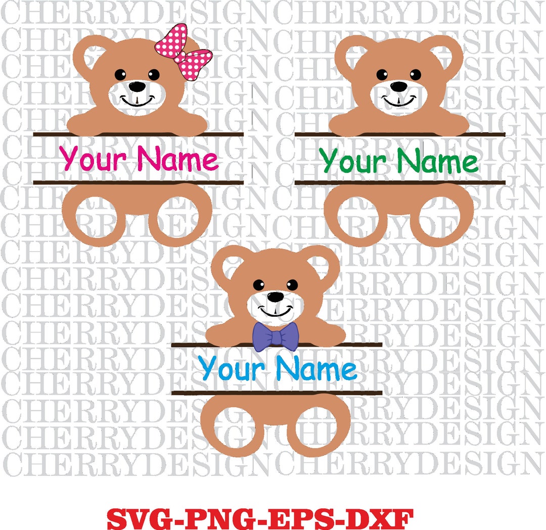Bear Split Monogram Svg Teddy Bear Svg Cute Bear Svg Bear Face Png ...