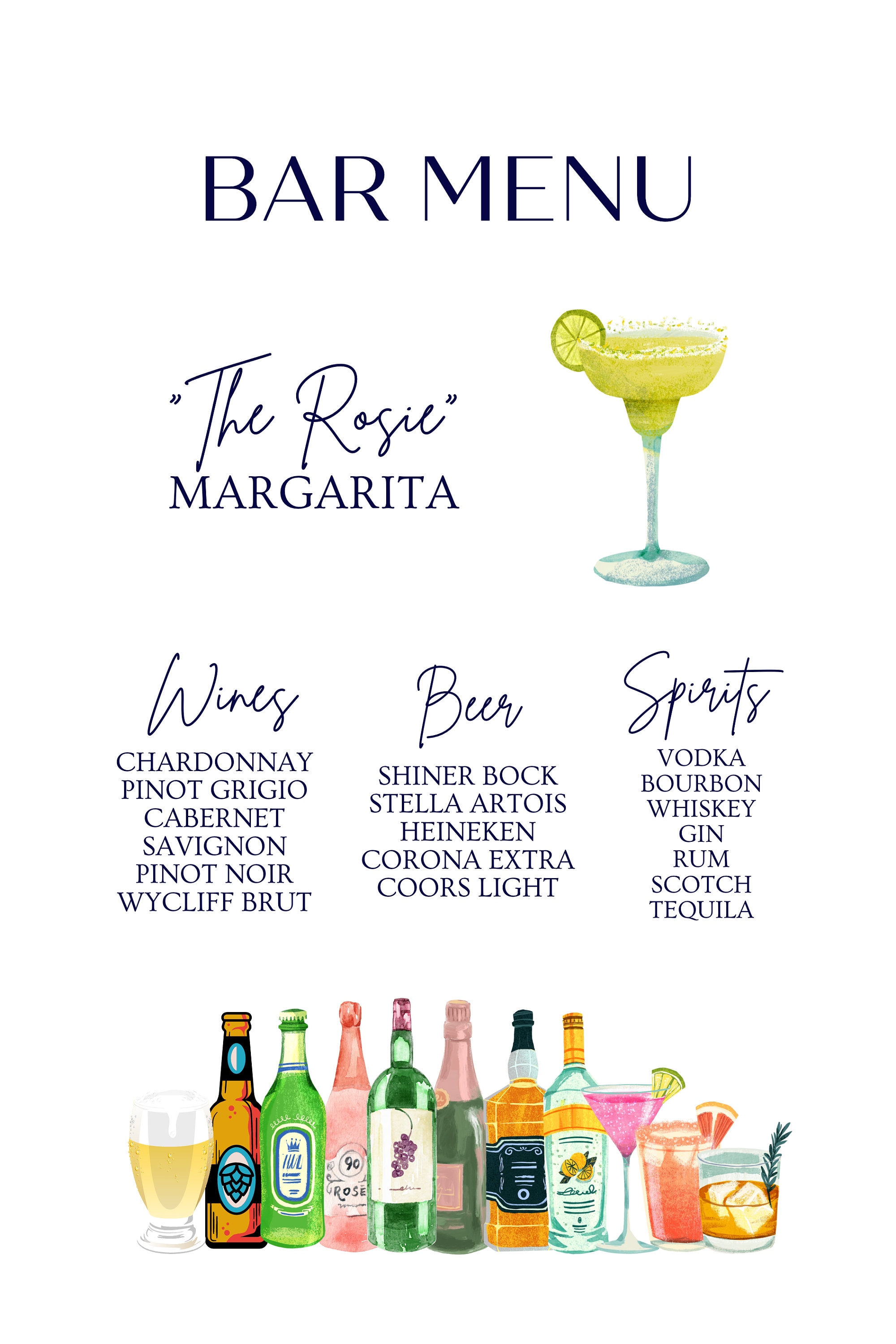 Bar Menu Printable Sign - Etsy