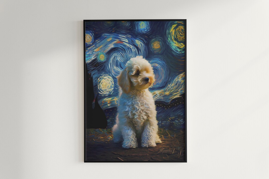 Vincent Van Gogh's the Starry Night Poodle Print Van Gogh Dog Poster ...