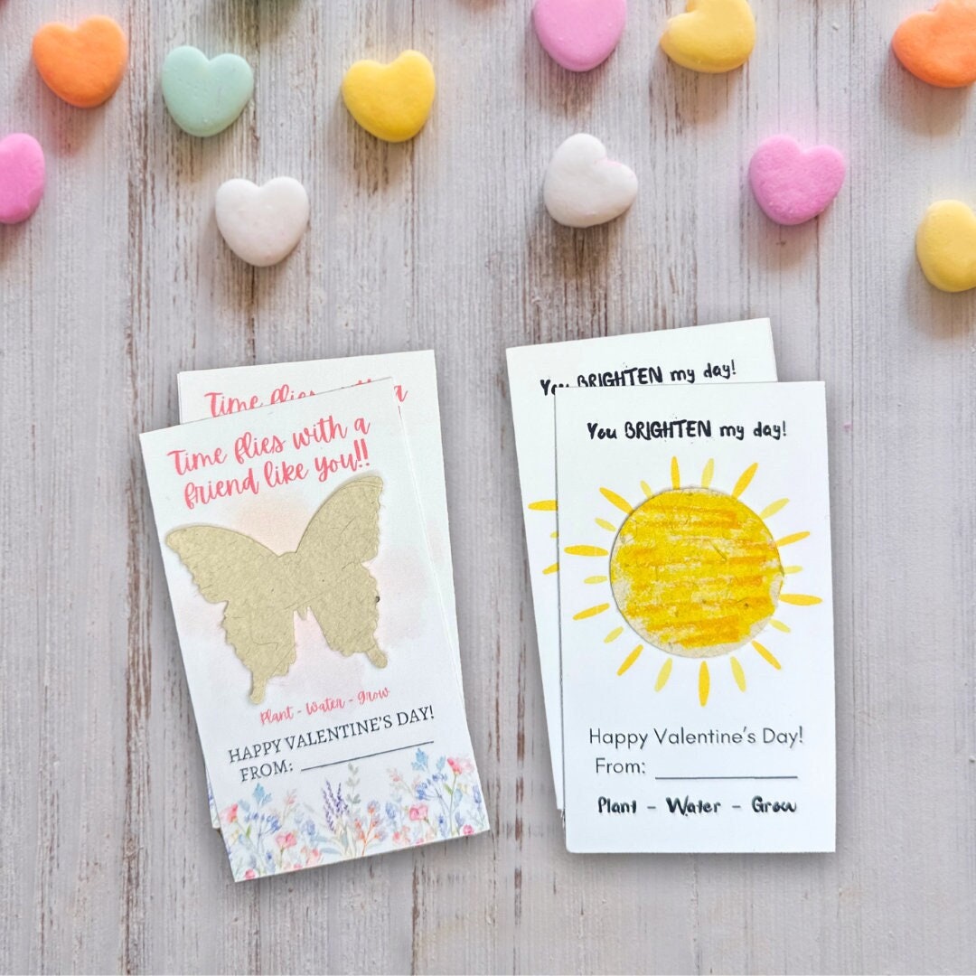 Seed Paper Valentine Cards, Wallet Size Cards, School Valentine for ...