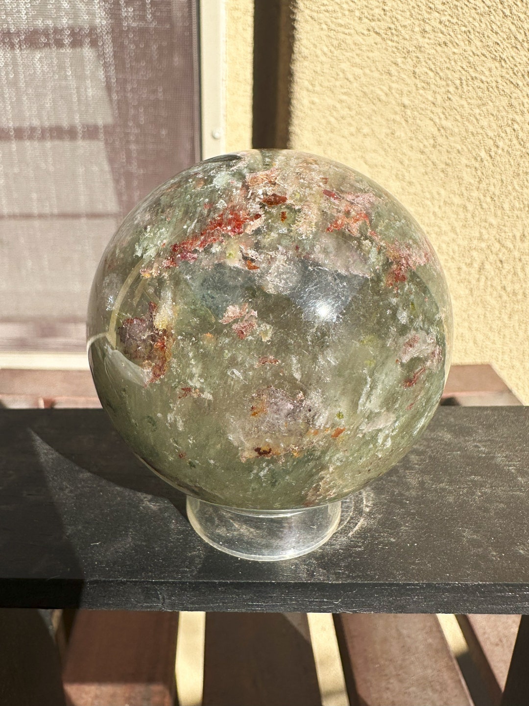 Large Garden Quartz Sphere / Polished Lodalite Sphere / Green Phantom ...
