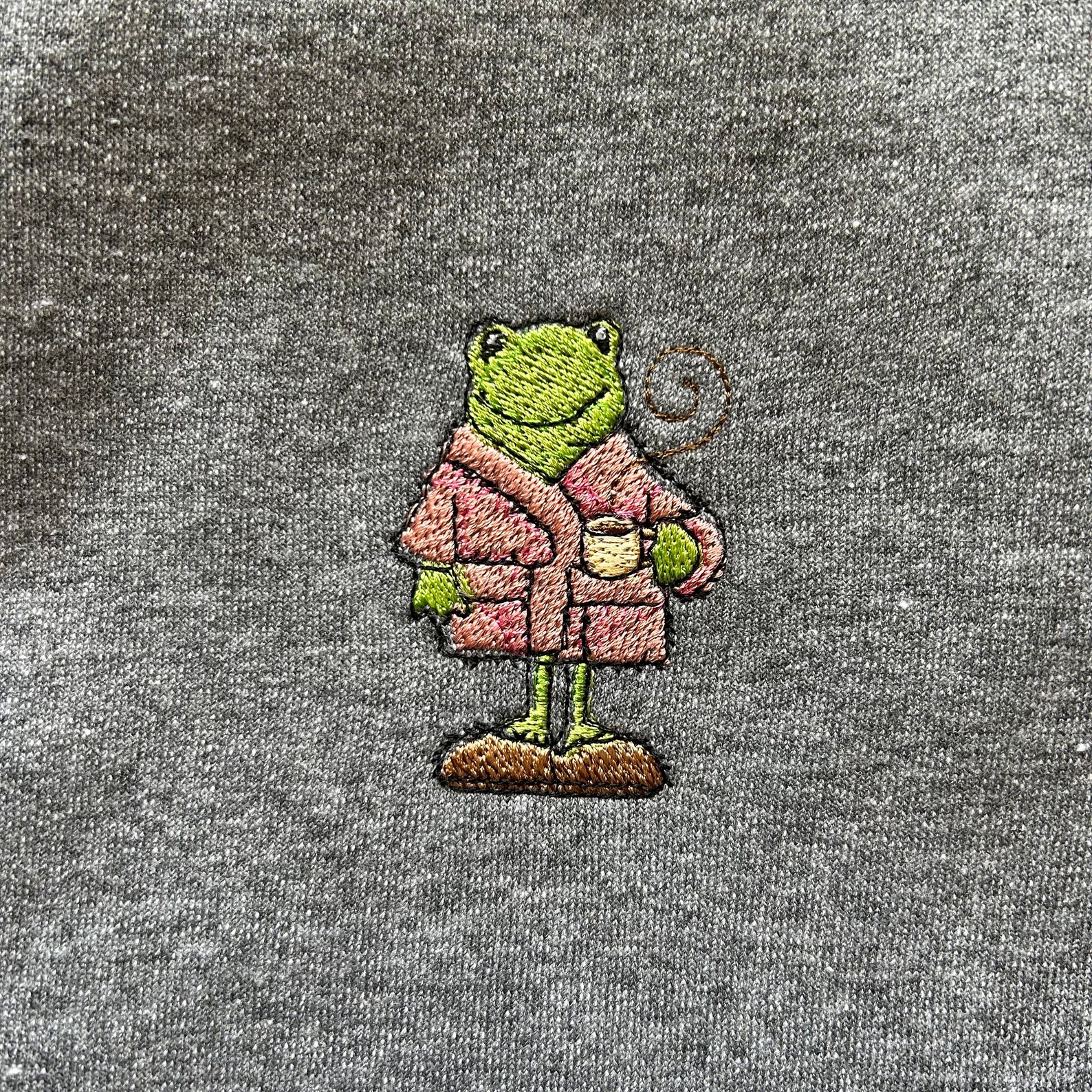 Frog Embroidered Sweater, Frog in a Robe Sweatshirt, Embroidered ...