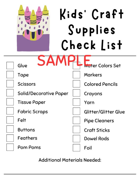 Craft Supplies List