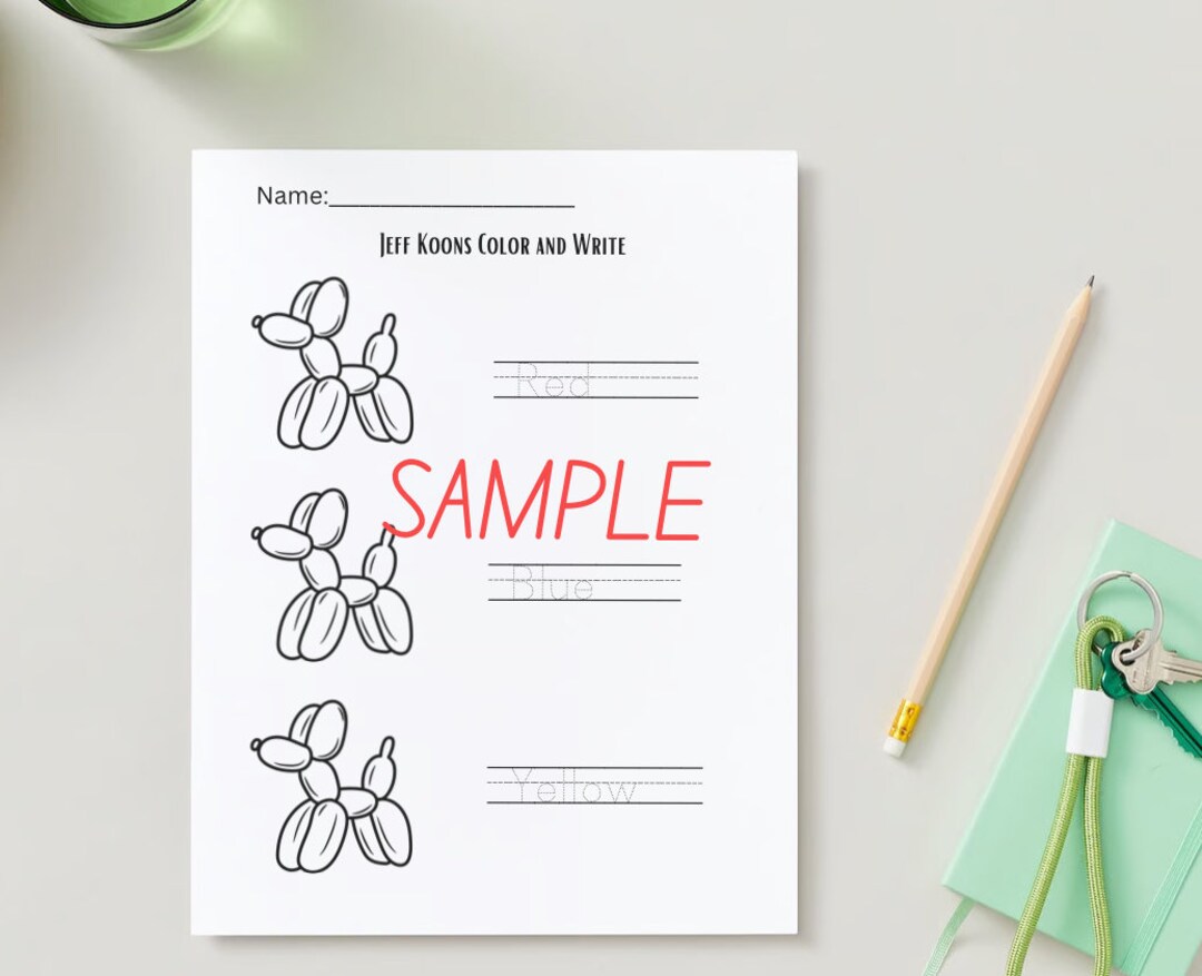 Jeff Koons Color and Write Worksheet (jpg,pdf, and Png) - Etsy