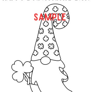 St. Patrick's Day Gnome Coloring Page - Etsy