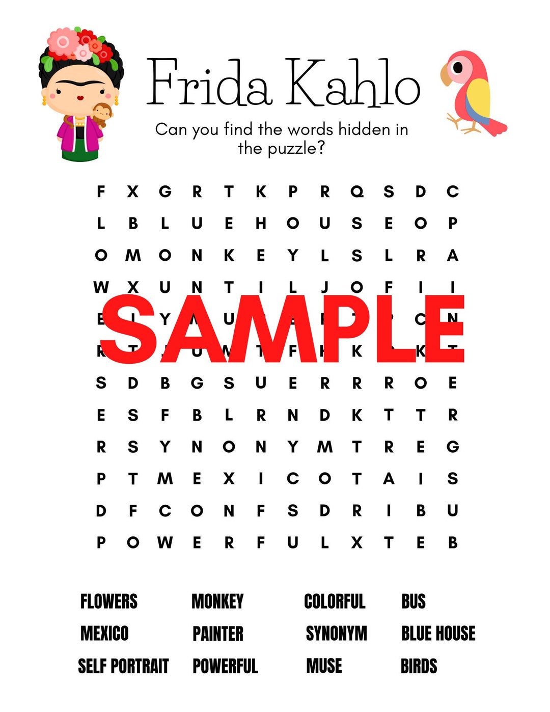 Frida Kahlo Word Puzzle - Etsy